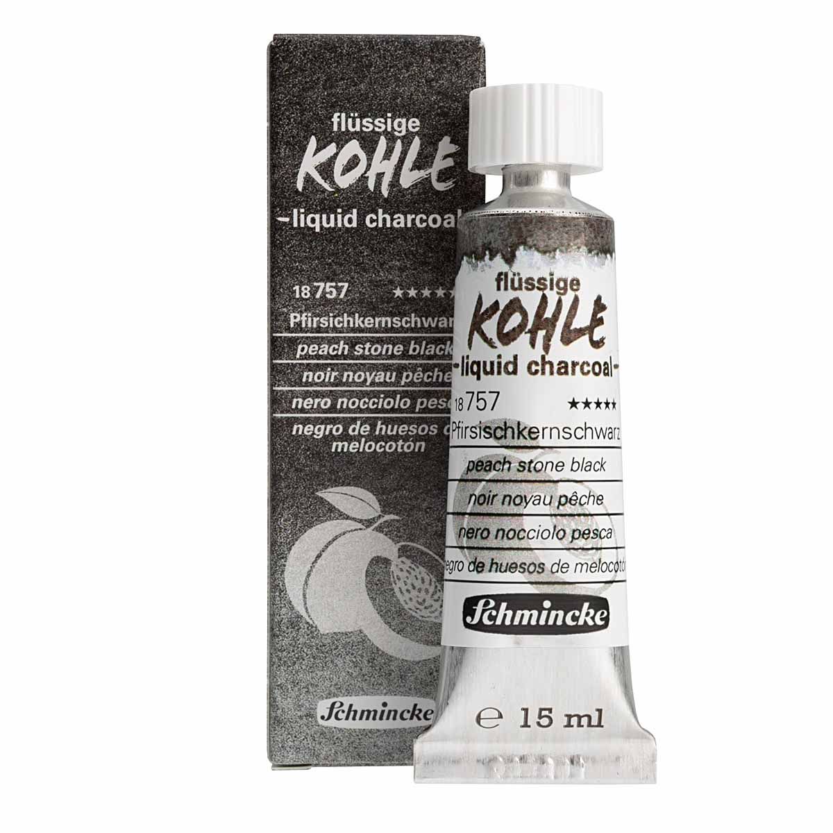 Schmincke Liquid Charcoal 15ml Peach Stone Black | Jerry's Artarama