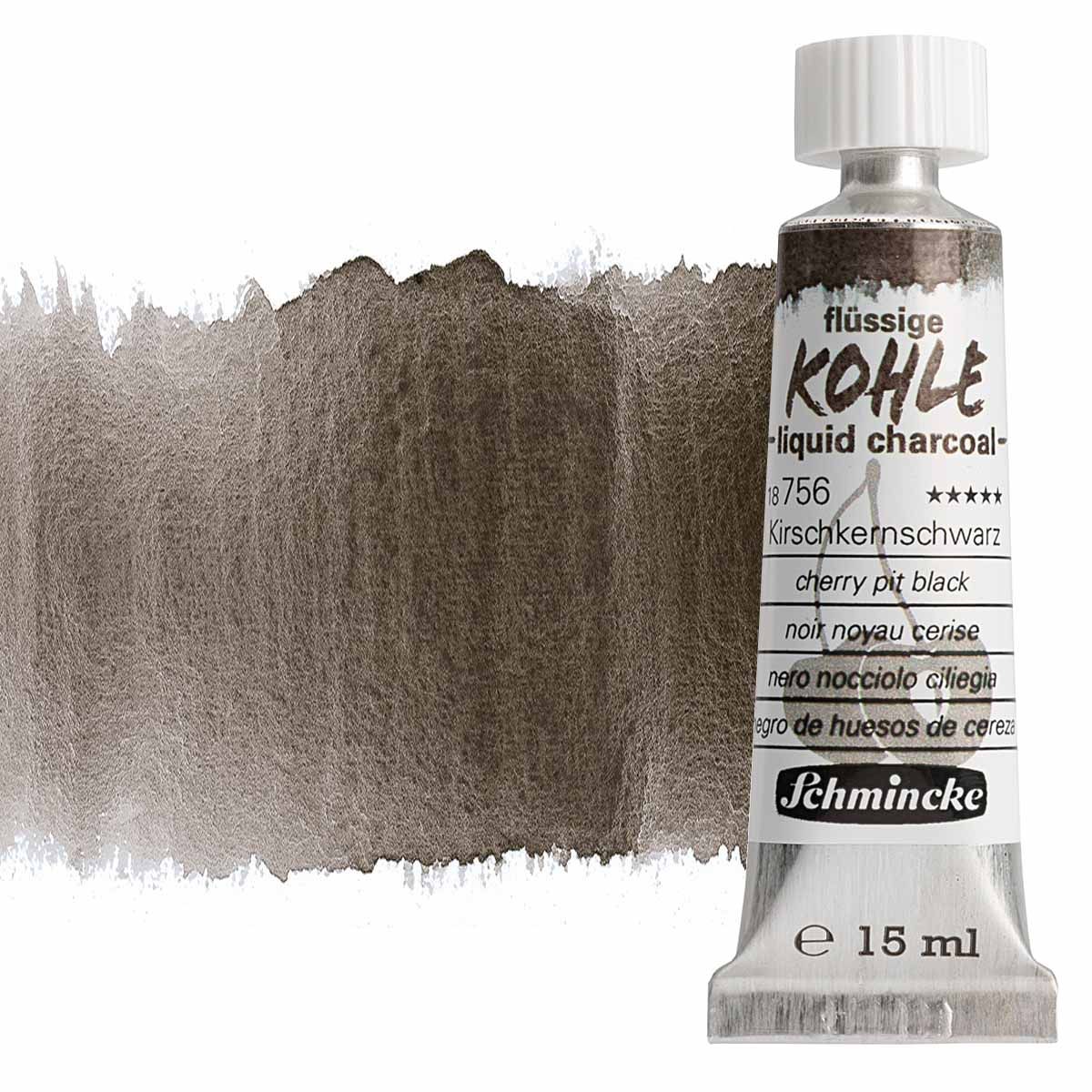 Schmincke Liquid Charcoal 15ml Cherry Pit Black | Jerry's Artarama