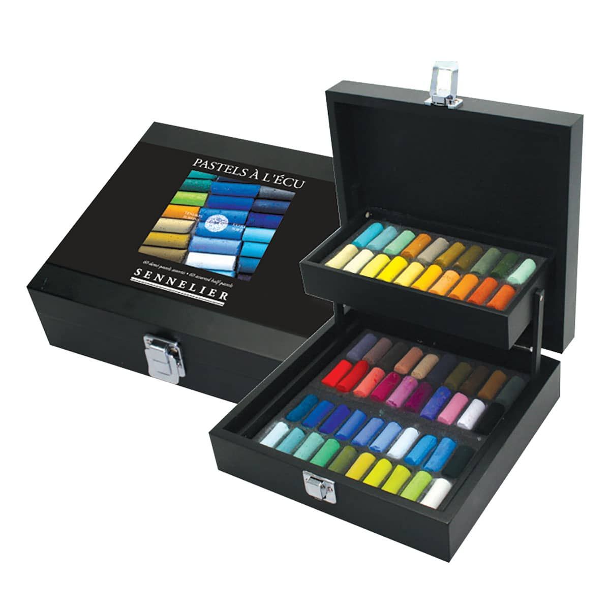 Sennelier Extra Soft Pastel Black Wood Box Set Half Sticks (Set of 60 ...