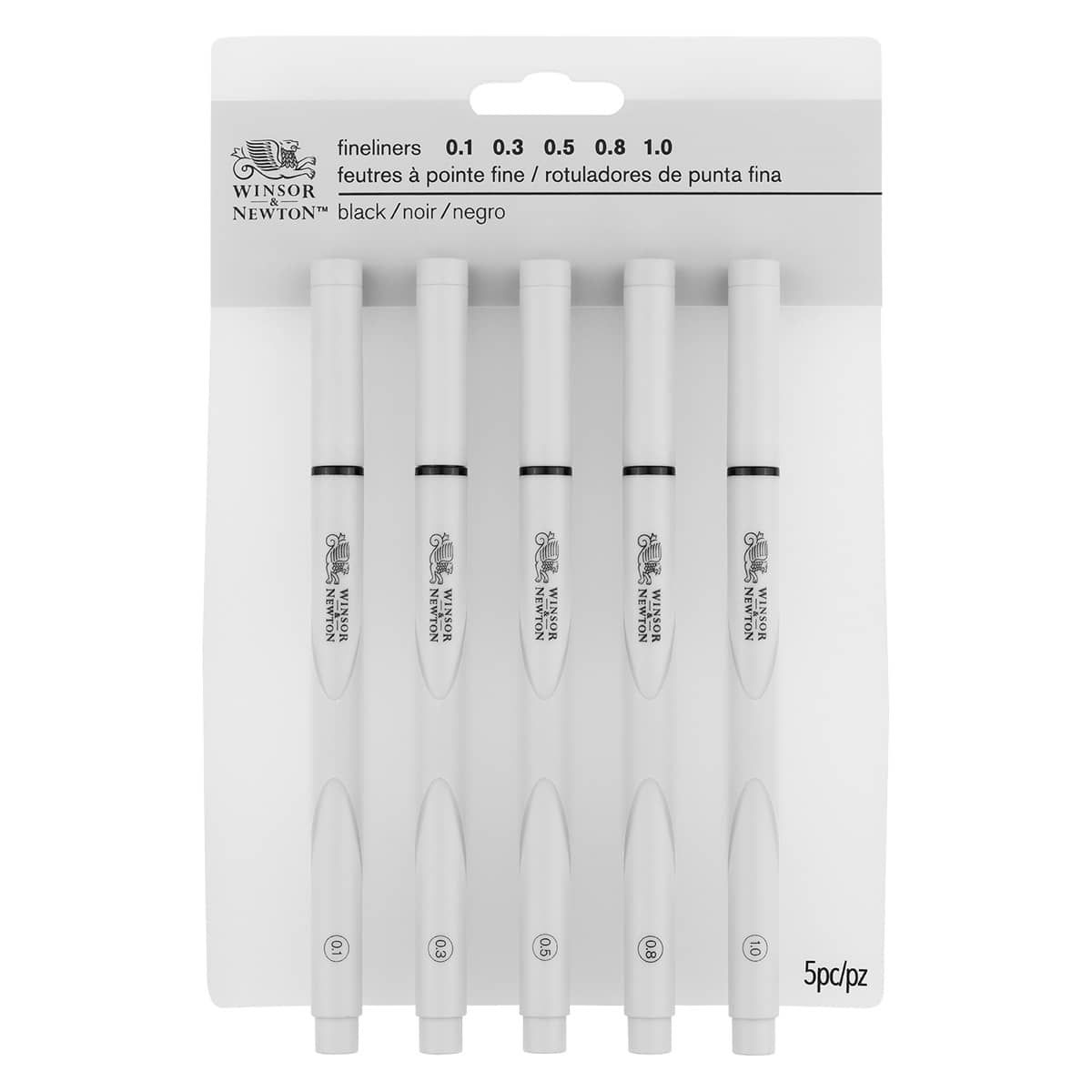 Winsor & Newton Fineliner Pens - Black, Assorted Nibs (Set of 5 ...