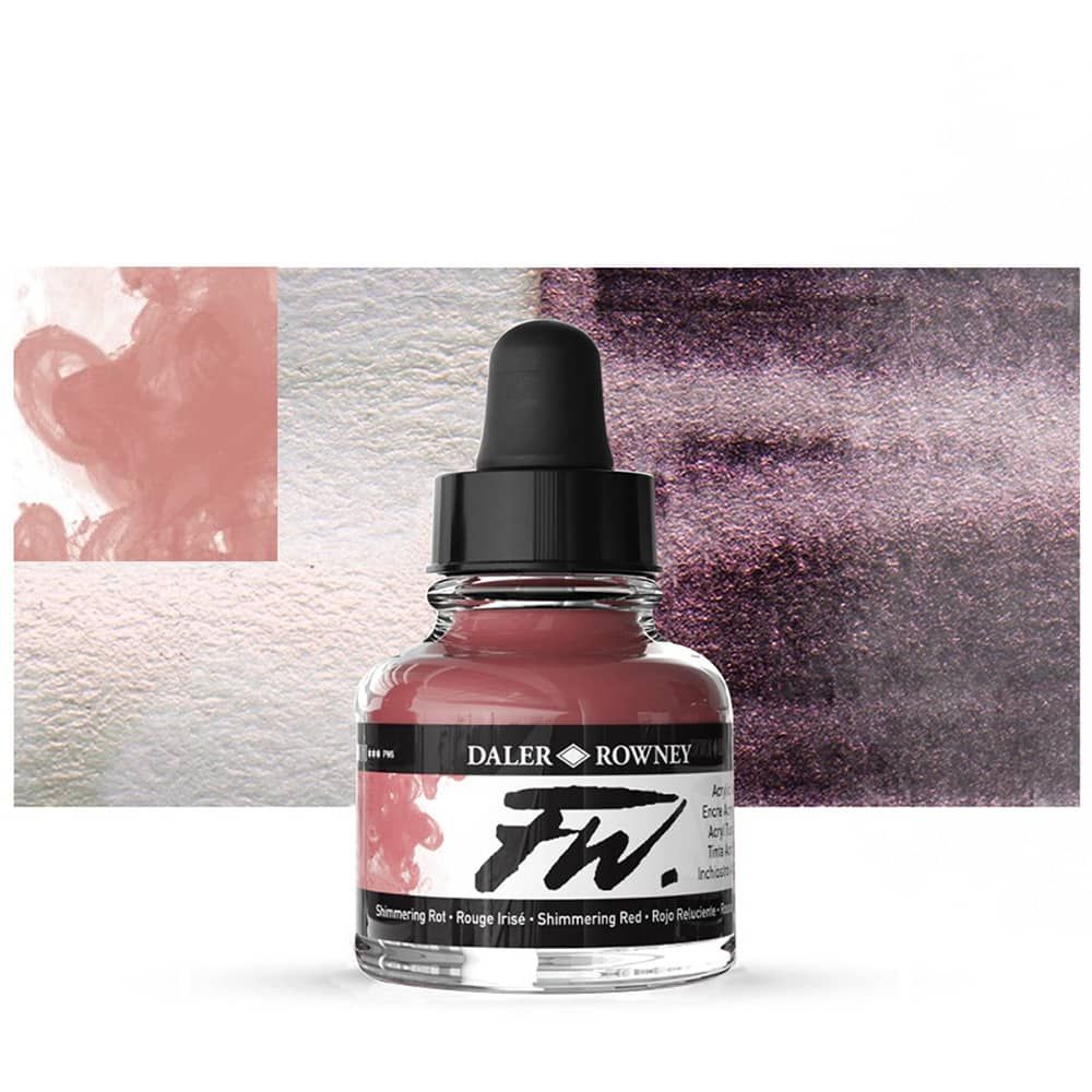 Daler-Rowney FW Acrylic Water-Resistant Artist Ink 1 oz Shimmering Red ...