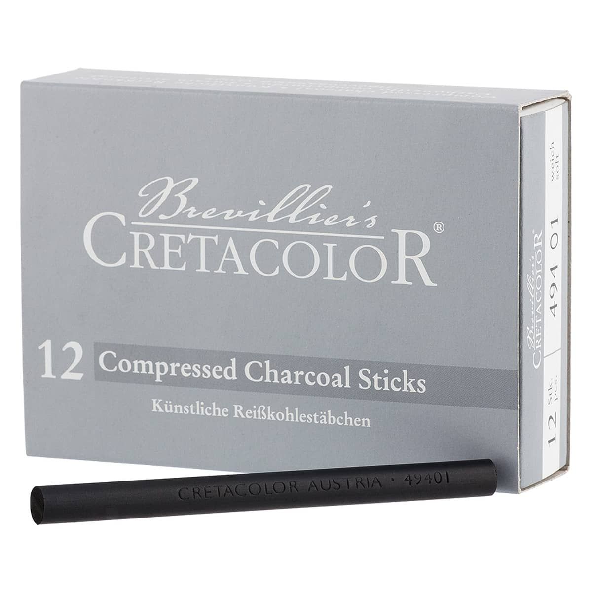Cretacolor Compressed Charcoal Soft Sticks, Box of 12 | Jerry's Artarama