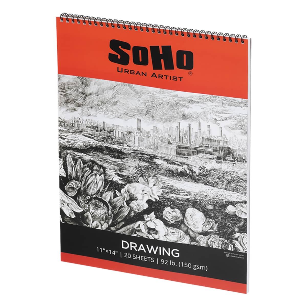 Soho Soft Cover Drawing Pad 11"x14", 92 lb. (24 Sheets) | Jerry's Artarama