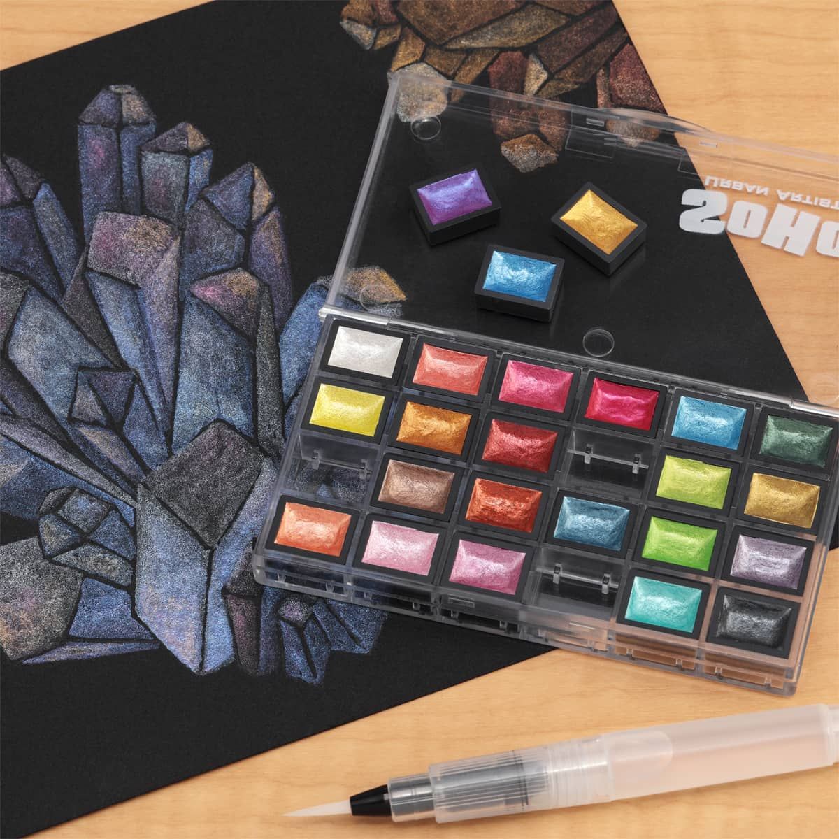 SoHo Urban Artist Metallic Watercolor Set of 24 Mini Pans | Jerry's ...