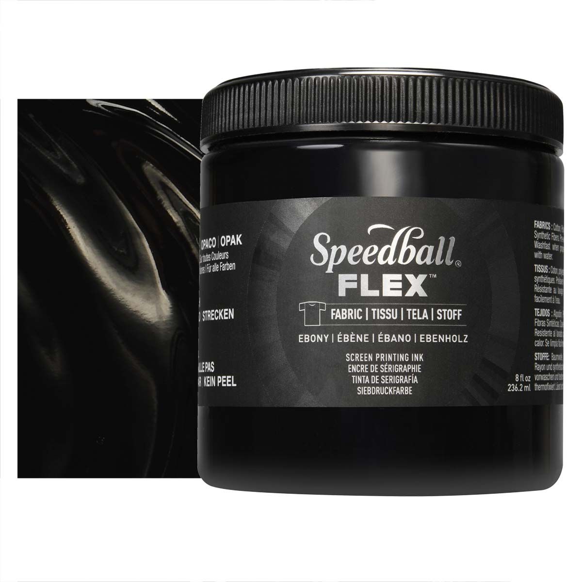 Speedball Flex Fabric Screen Print Ink - Ebony, 8oz | Jerry's Artarama