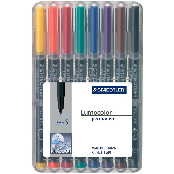 Staedtler Lumocolor Permanent Markers Super Fine #S313 0.4 mm (Set of 8 ...