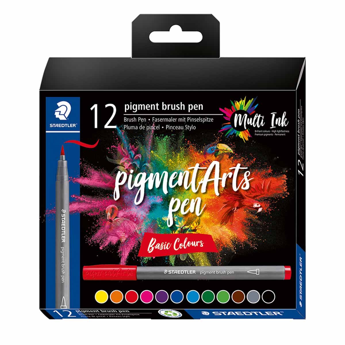 STAEDTLER Pigment Arts Brush Pen Set of 12, Basic Colours | Jerry's ...