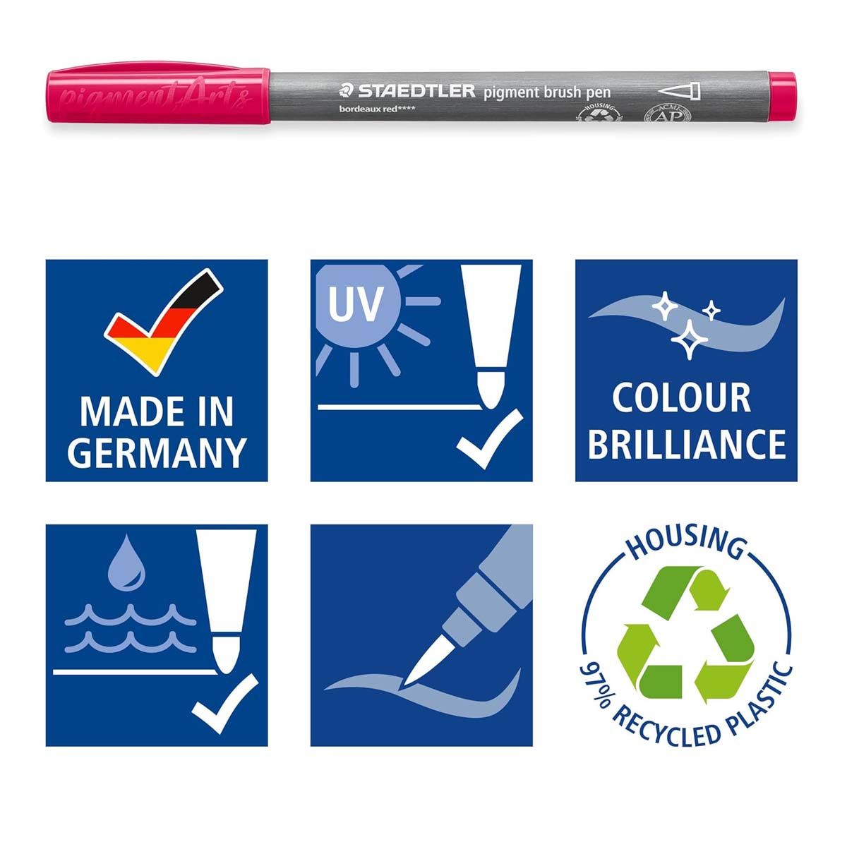 STAEDTLER Pigment Arts Brush Pen Set of 12, Basic Colours | Jerry's ...