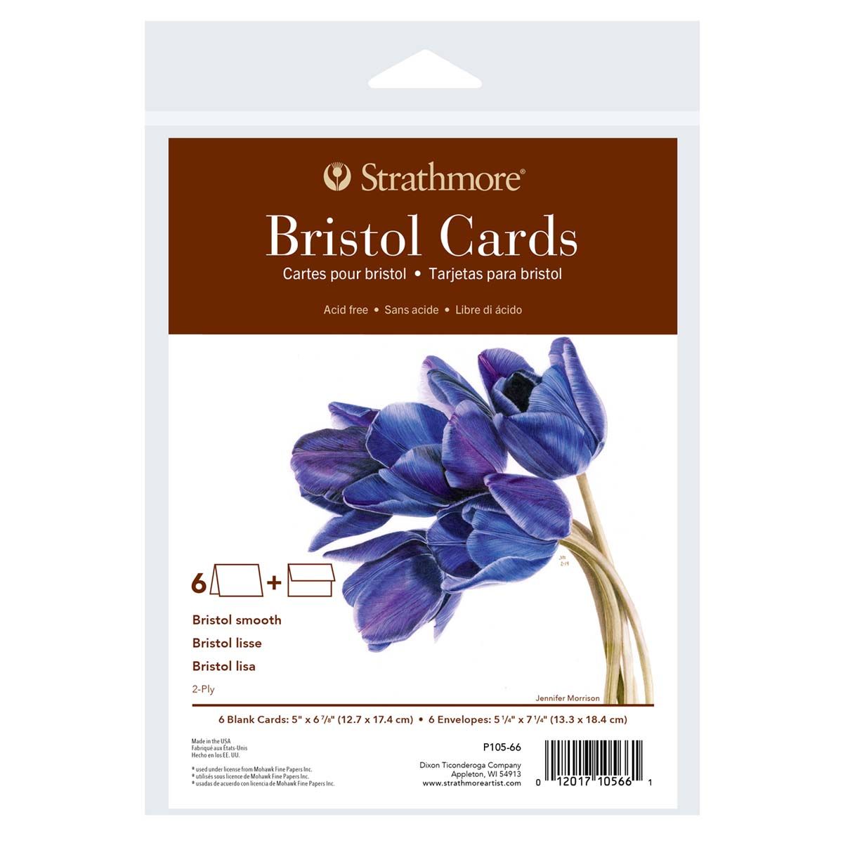 Strathmore 400 Series Card and Envelope Bristol Smooth 5"x6.875", Pack ...