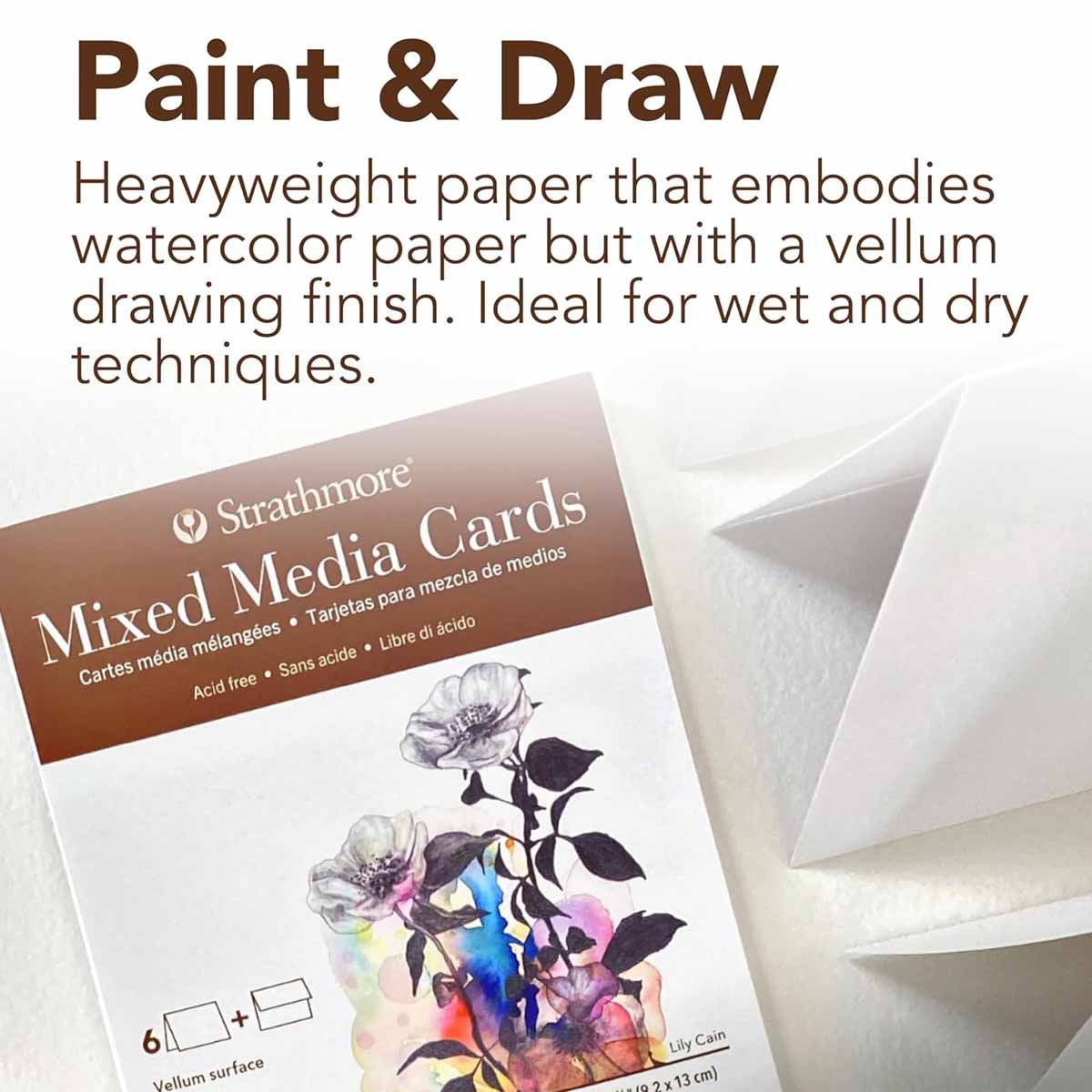 Strathmore Mixed Media Greeting Cards + Envelopes 5"x6.875" (Pack of 6 ...