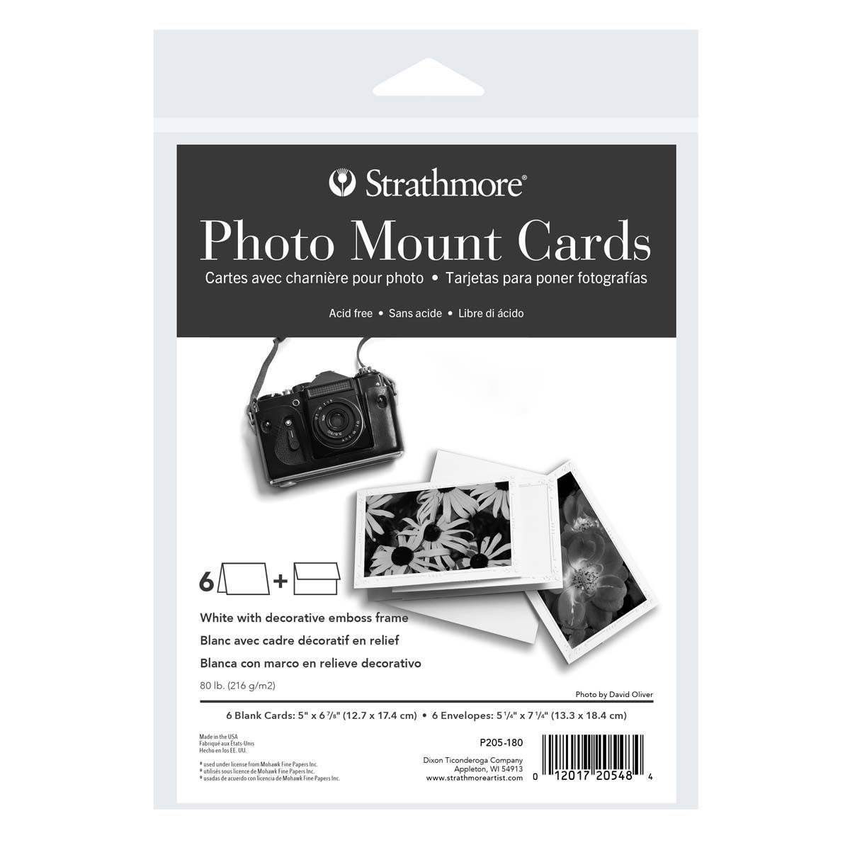 Strathmore Blank Photo Mount Card Deco Embossed 5"x6.875", White (Pack ...