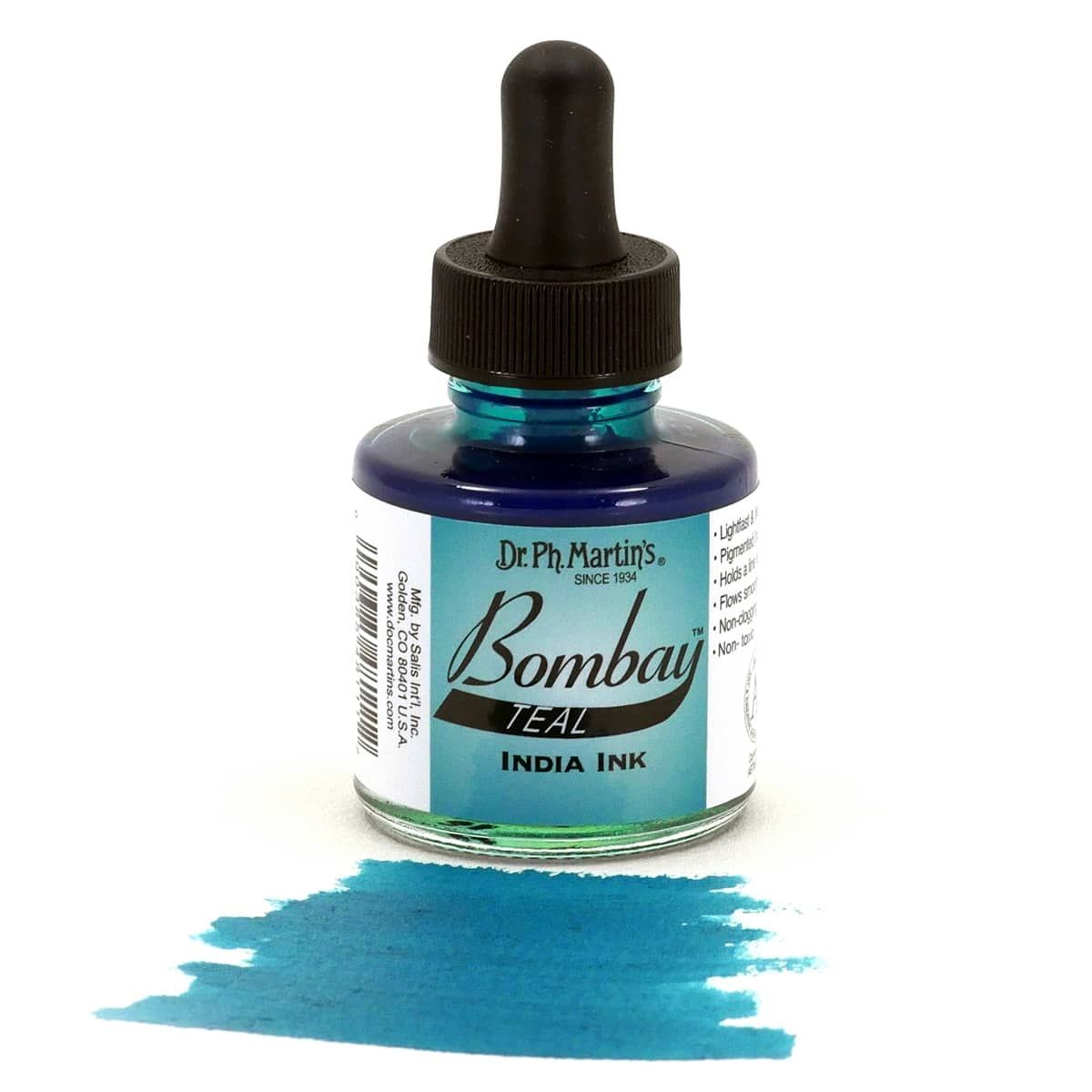 Dr. Ph. Martin's Bombay India Ink-Teal, 1oz Bottle | Jerry's Artarama