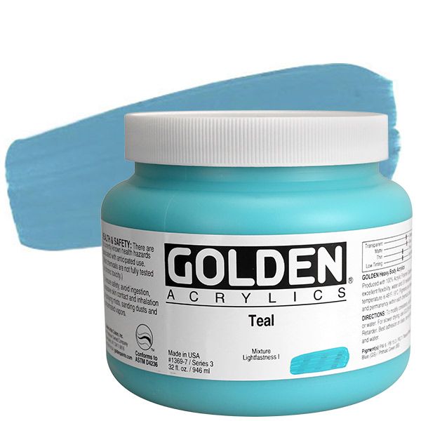 GOLDEN Heavy Body Acrylics - Teal, 32oz Jar | Jerry's Artarama