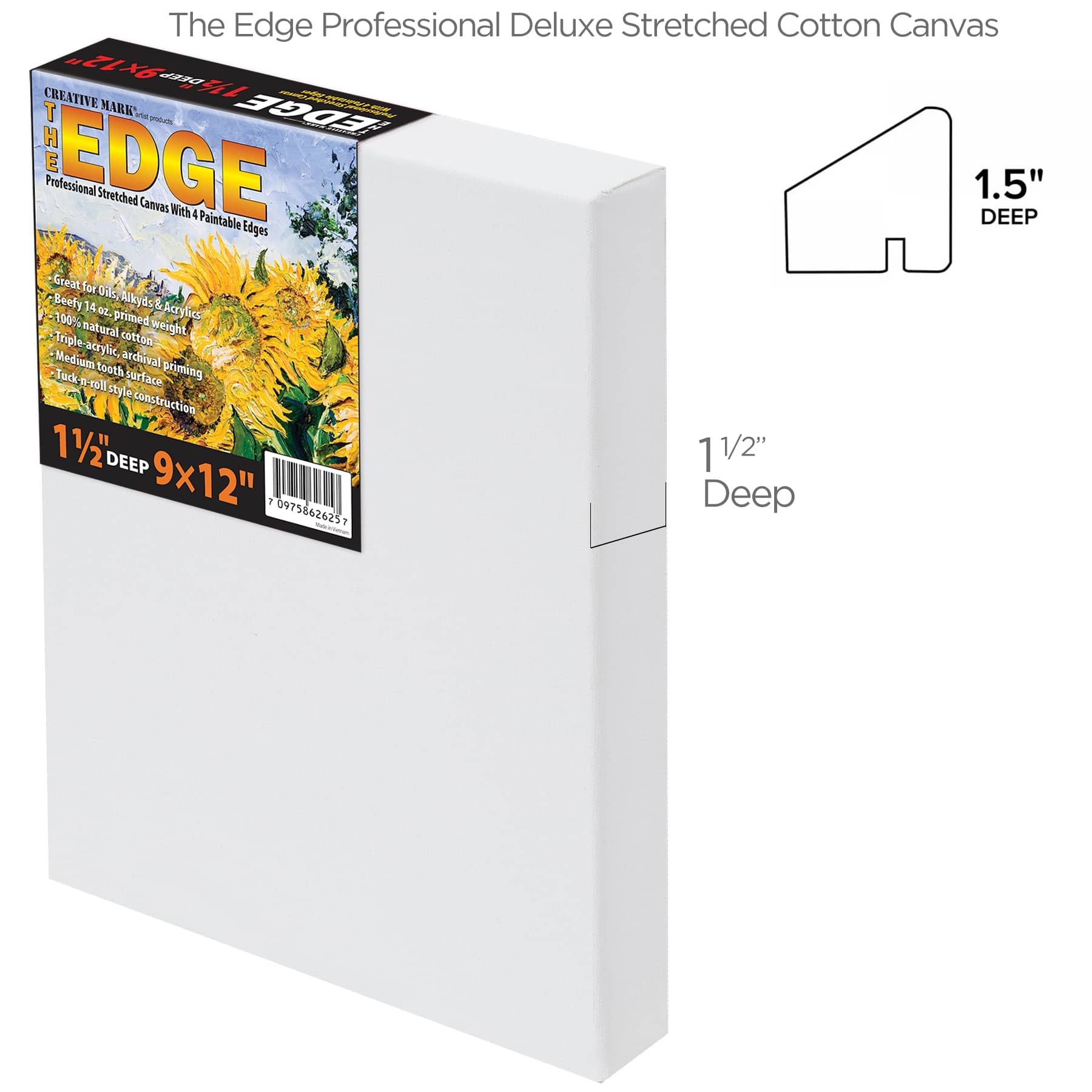 The Edge Professional Stretched Cotton Canvas | 1½" Deep Canvas | Jerry ...