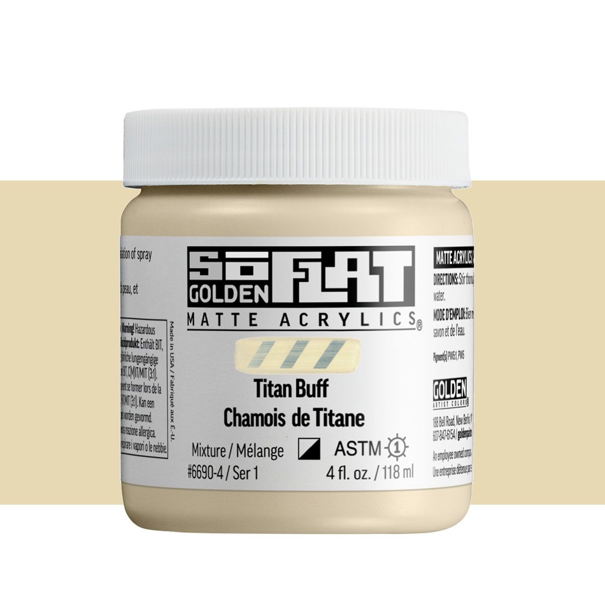 GOLDEN SoFlat Matte Acrylic - Titan Buff, 4oz Jar | Jerry's Artarama