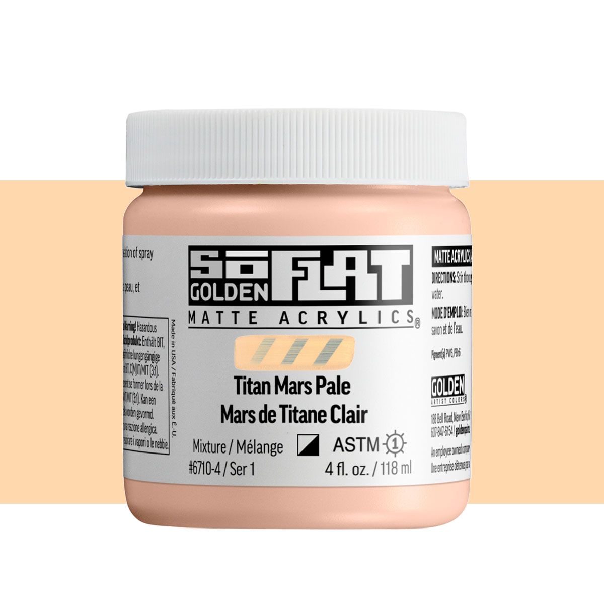 GOLDEN SoFlat Matte Acrylic - Titan Mars Pale, 16oz Jar | Jerry's Artarama