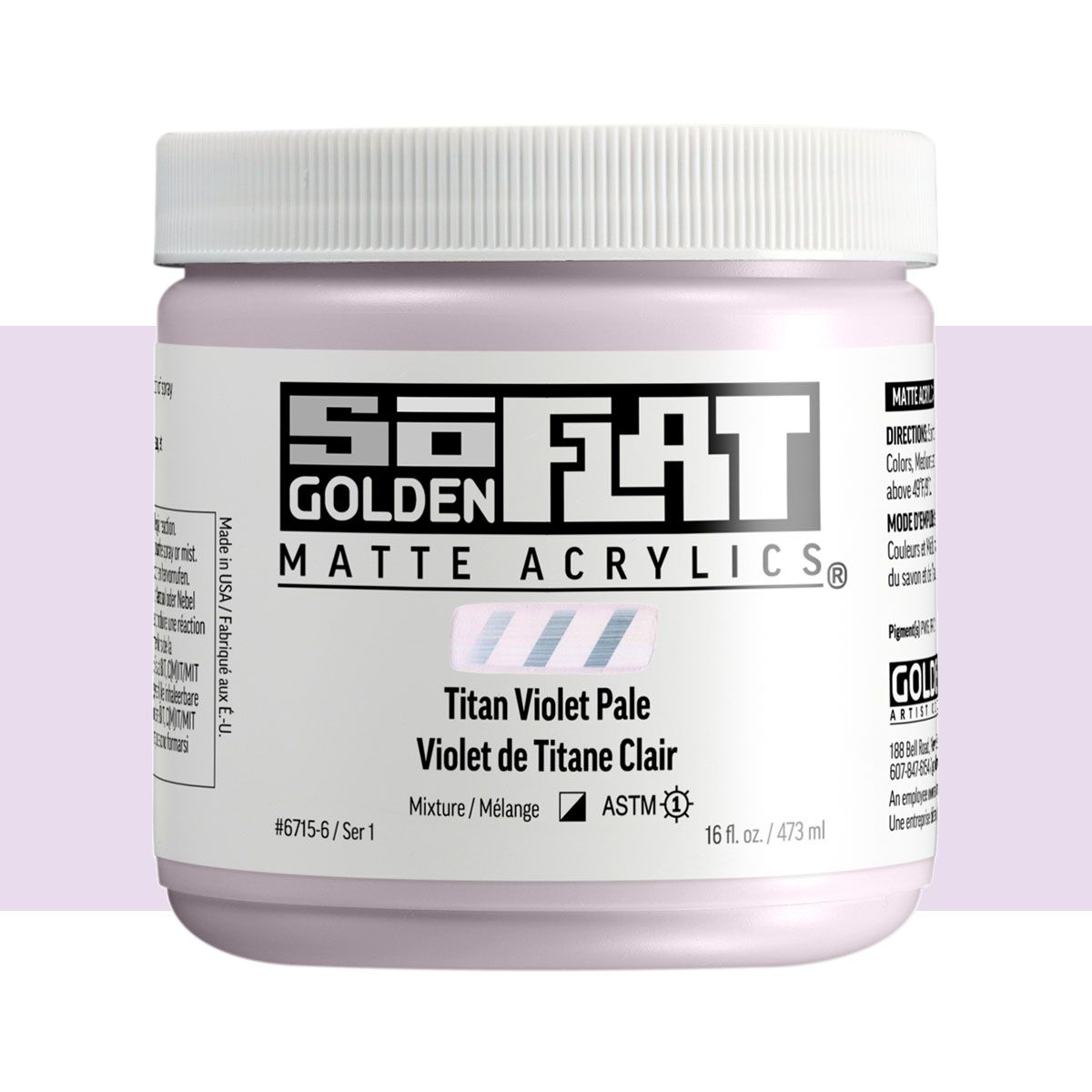 GOLDEN SoFlat Matte Acrylic - Titan Violet Pale, 16oz Jar | Jerry's ...