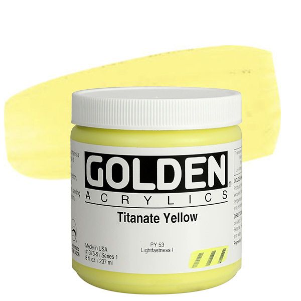 GOLDEN Heavy Body Acrylics - Titanate Yellow, 8oz Jar | Jerry's Artarama