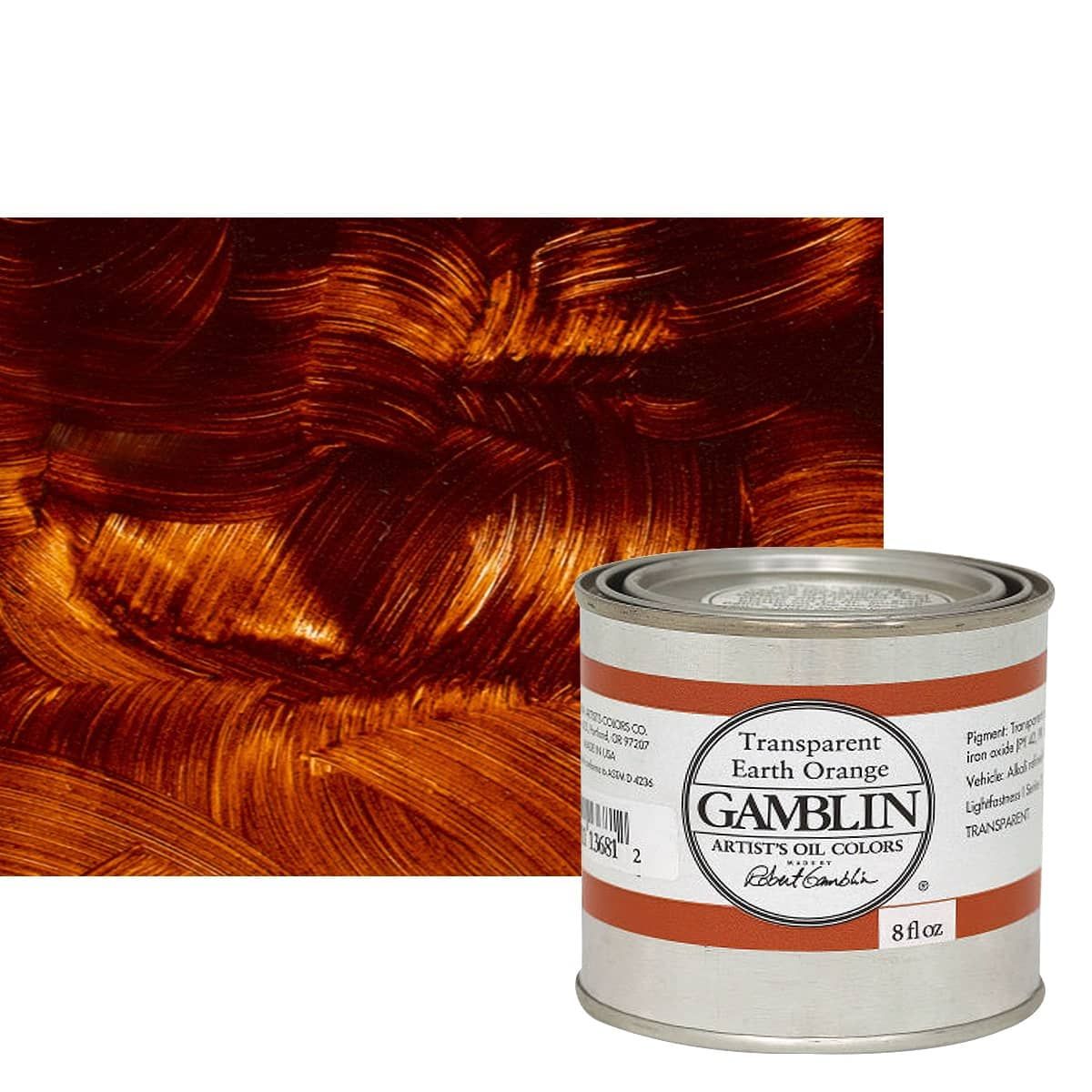 Gamblin Artists Oil - Transparent Earth Orange, 8oz Can | Jerry's Artarama