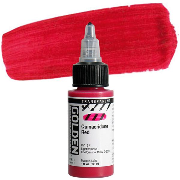 Transparent Quinacridone Red, 1oz, GOLDEN High Flow Acrylic | Jerry's ...