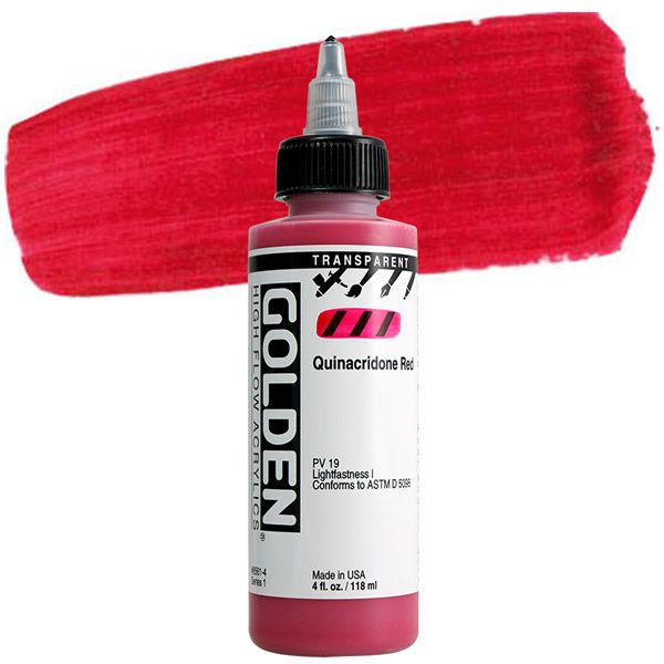 Transparent Quinacridone Red, 4oz, GOLDEN High Flow Acrylic | Jerry's ...