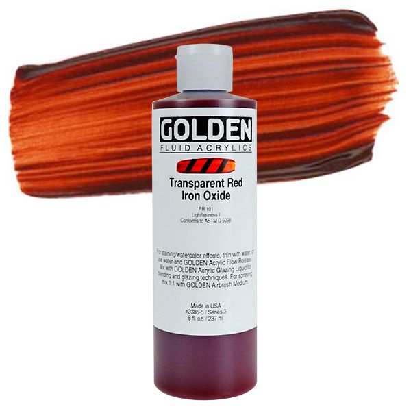 GOLDEN Fluid Acrylics Transparent Red Oxide 8 oz | Jerry's Artarama