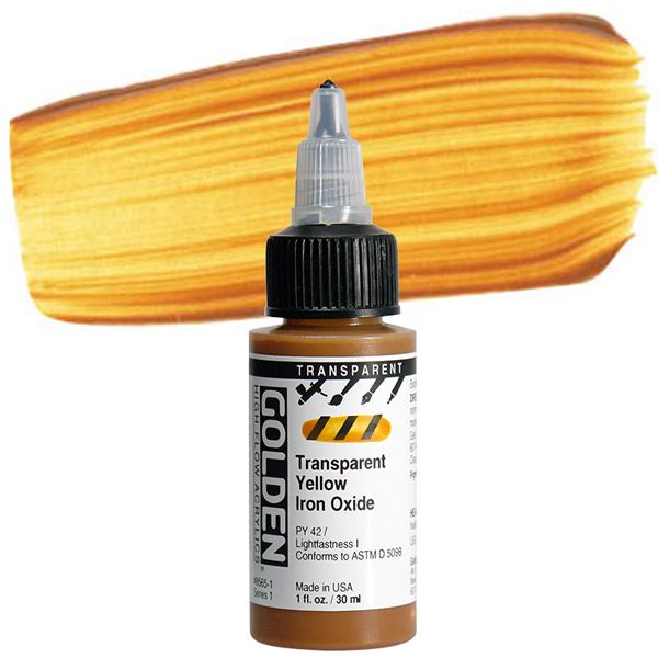 Transparent Yellow Iron Oxide, 1oz, GOLDEN High Flow Acrylic | Jerry's ...