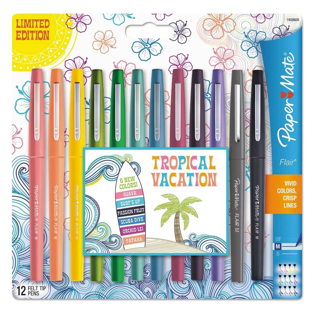 Paper Mate Flair Pen Set of 12, Tropical Colors | Jerry's Artarama