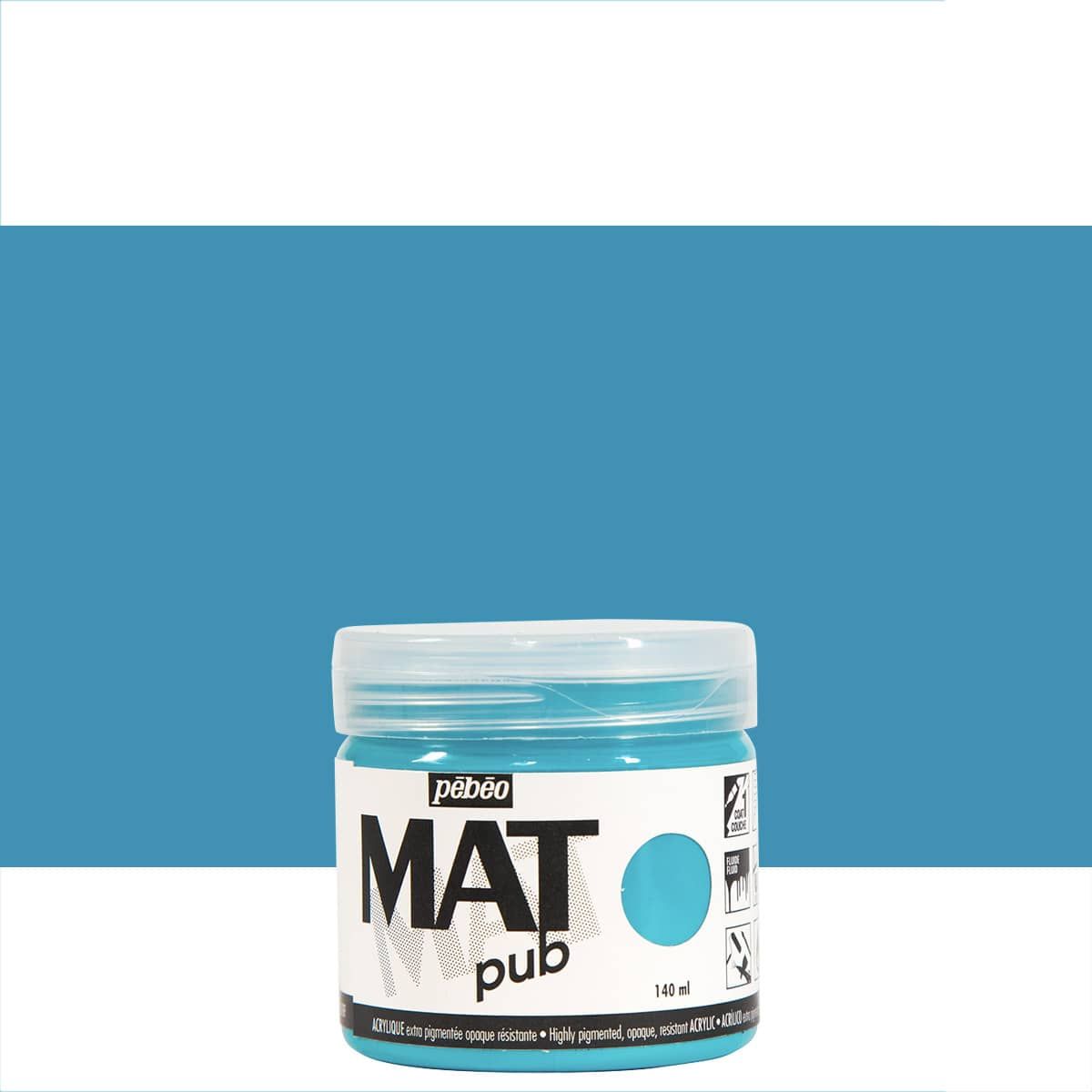 Pebeo Acrylic Mat Pub - Turquoise Blue, 140ml | Jerry's Artarama