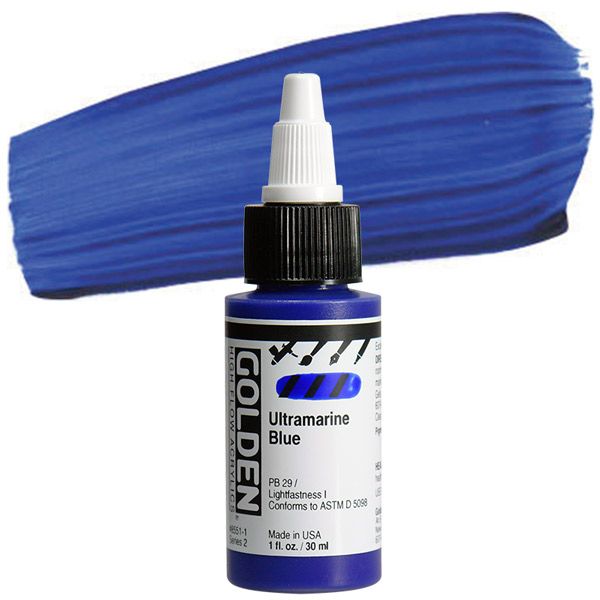 Ultramarine Blue, 1oz, GOLDEN High Flow Acrylic | Jerry's Artarama