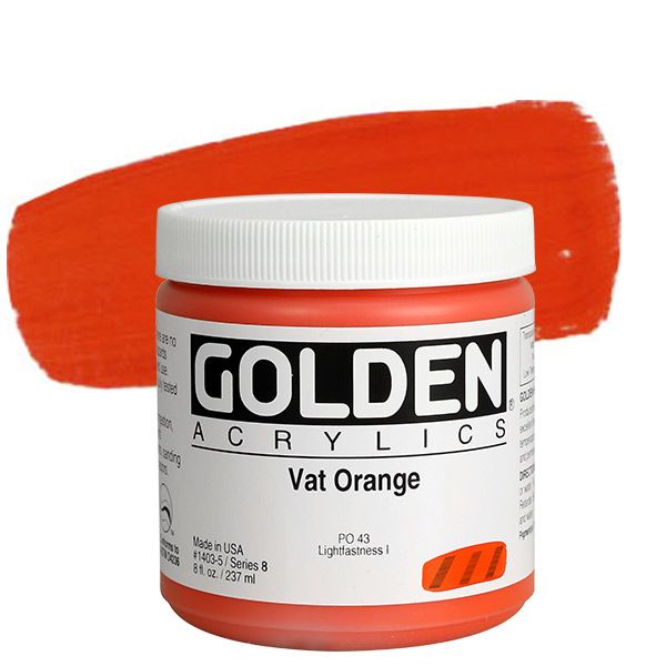 GOLDEN Heavy Body Acrylics - Vat Orange, 8oz Jar | Jerry's Artarama