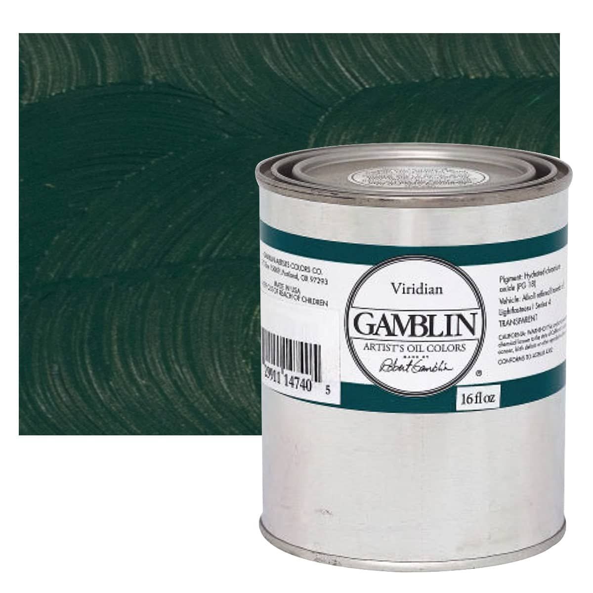 Gamblin Artists Oil - Viridian, 16oz Can | Jerry's Artarama