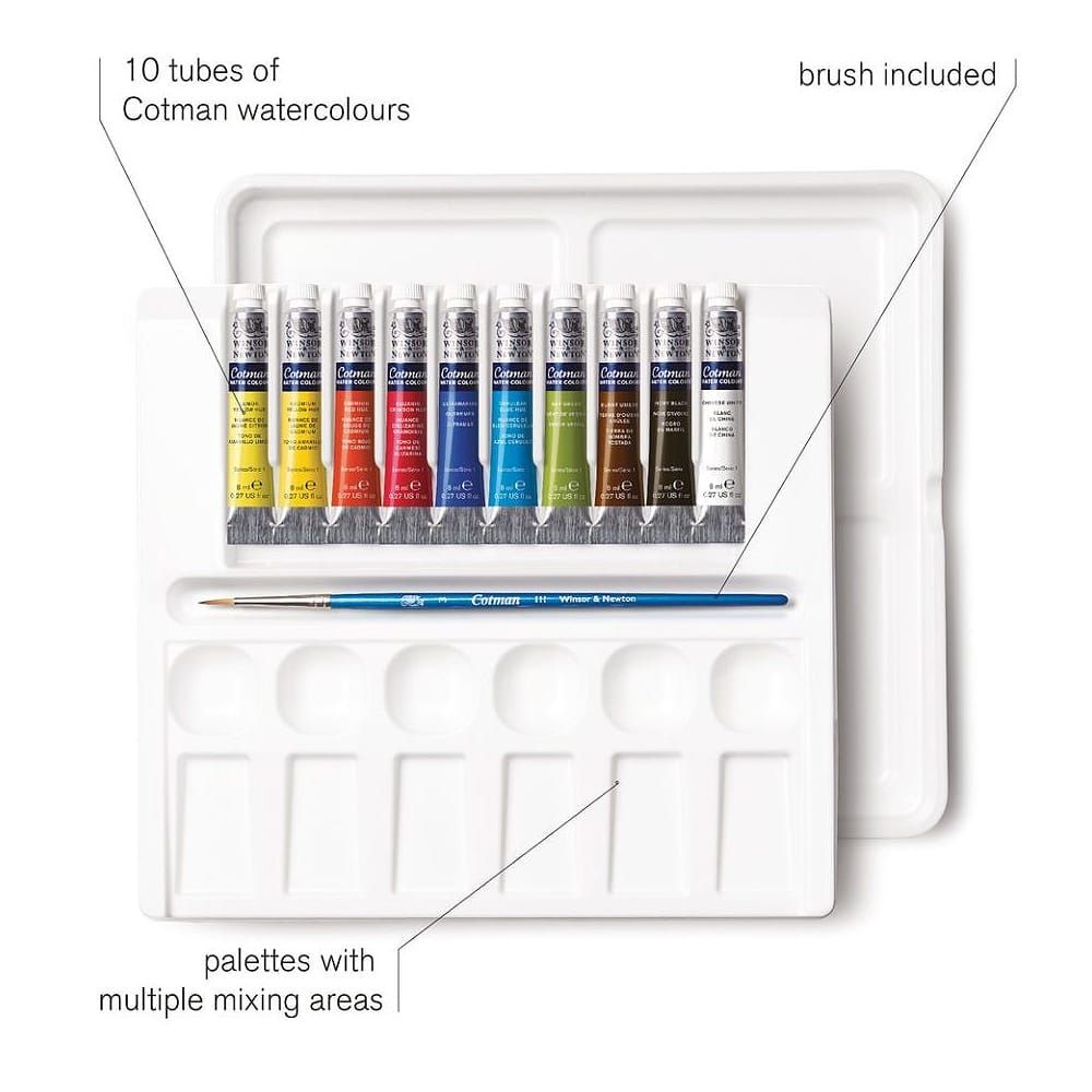 Winsor & Newton Cotman Watercolor 13 pc. Palette Set w 8ml Tubes ...