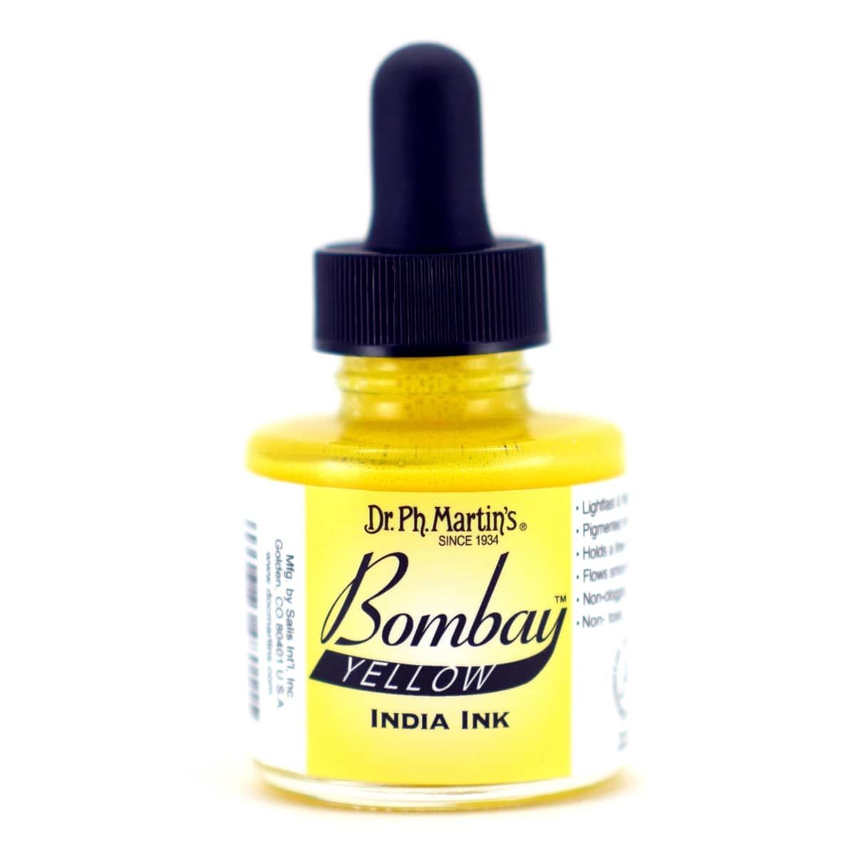 Dr. Ph. Martin's Bombay India Ink-Yellow, 1oz Bottle | Jerry's Artarama
