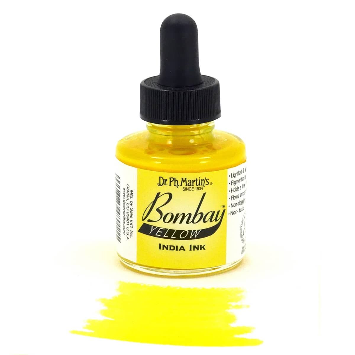 Dr. Ph. Martin's Bombay India Ink-Yellow, 1oz Bottle | Jerry's Artarama