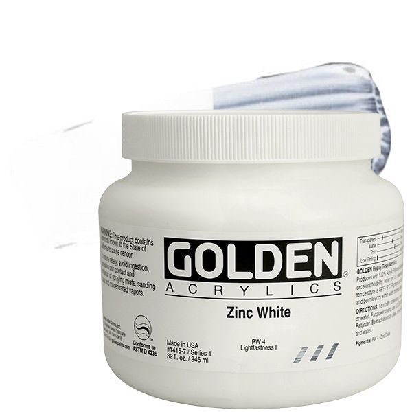 GOLDEN Heavy Body Acrylics - Zinc White, 32oz Jar | Jerry's Artarama