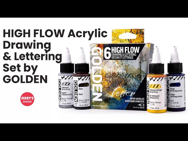 Golden High Flow Acrylic Drawing & Lettering Set of 6, 1oz (30ml ...